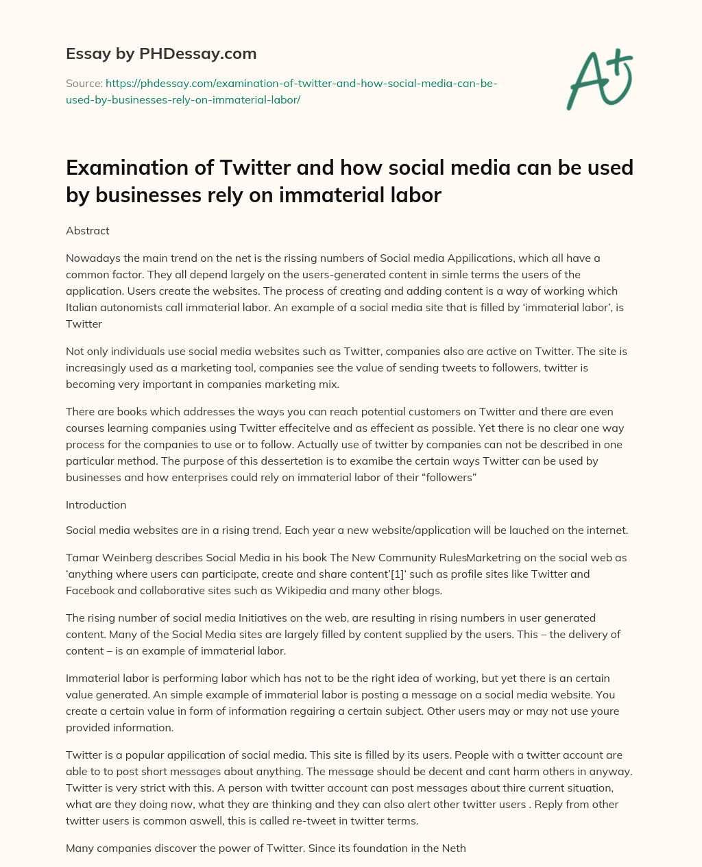 Examination of Twitter and how social media can be used by businesses ...