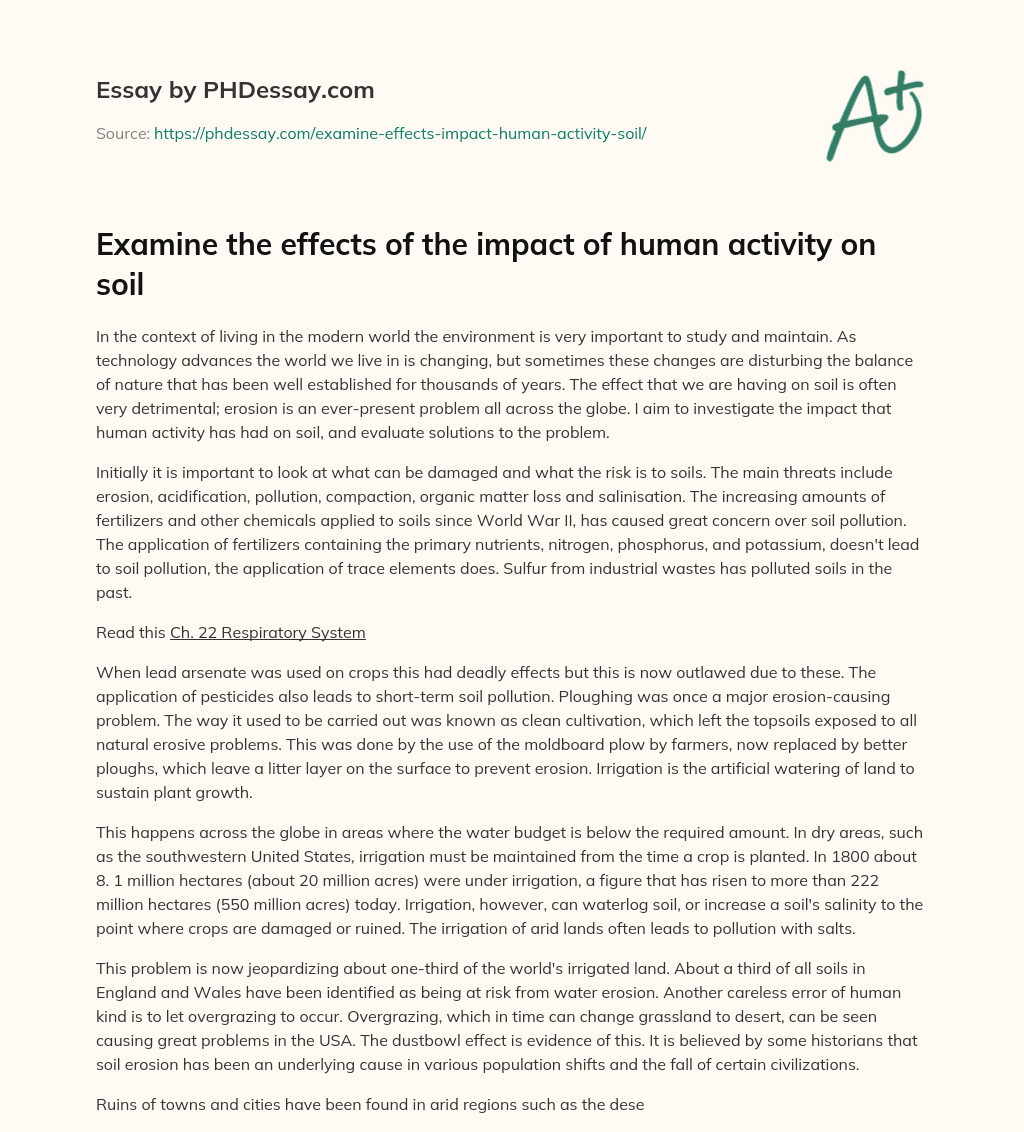Examine the effects of the impact of human activity on soil - PHDessay.com