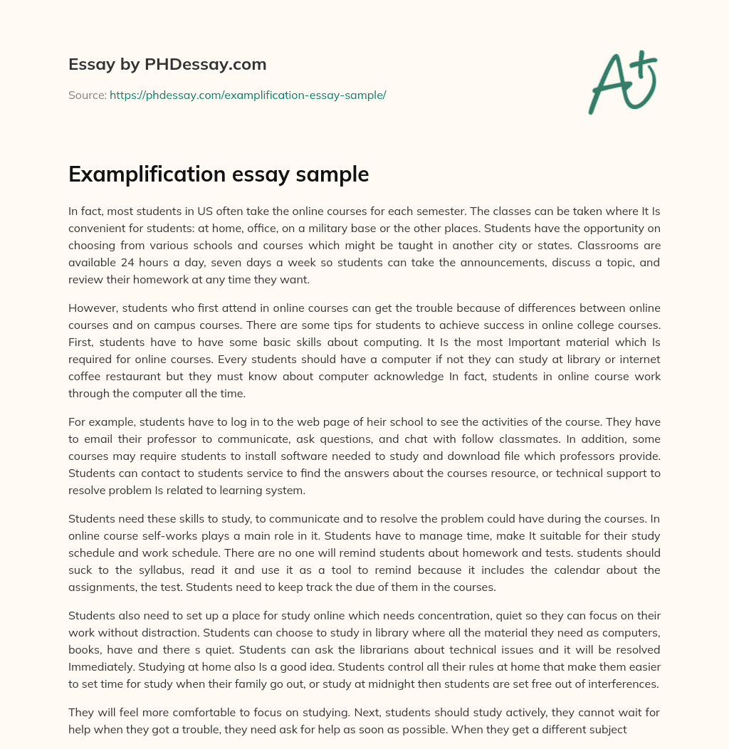 Examplification essay sample - PHDessay.com
