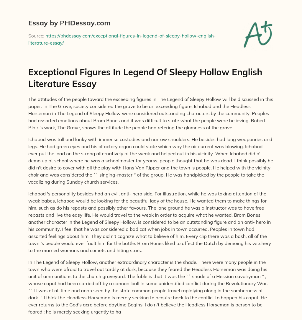 Exceptional Figures In Legend Of Sleepy Hollow English Literature Essay ...