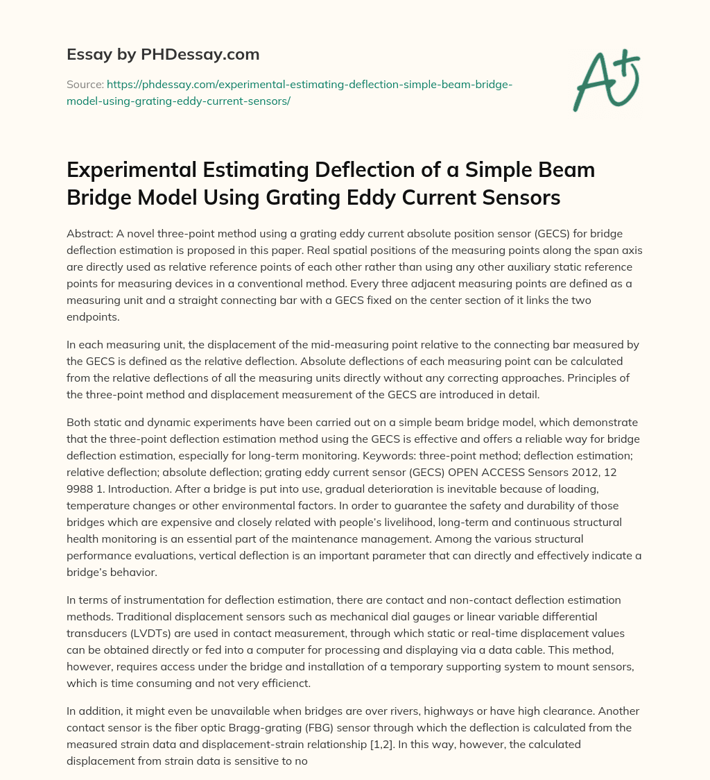 Experimental Estimating Deflection of a Simple Beam Bridge Model Using ...