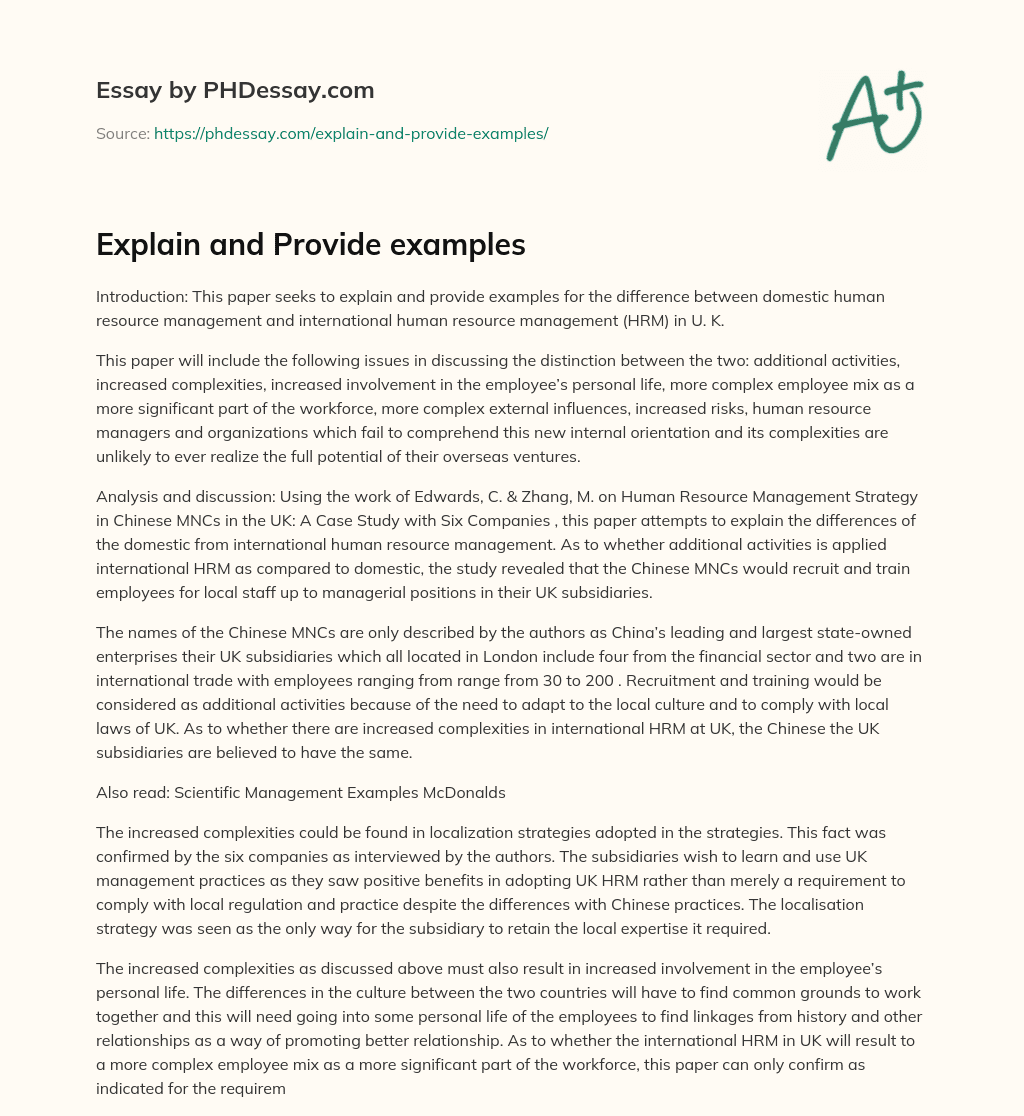 Explain and Provide examples - PHDessay.com