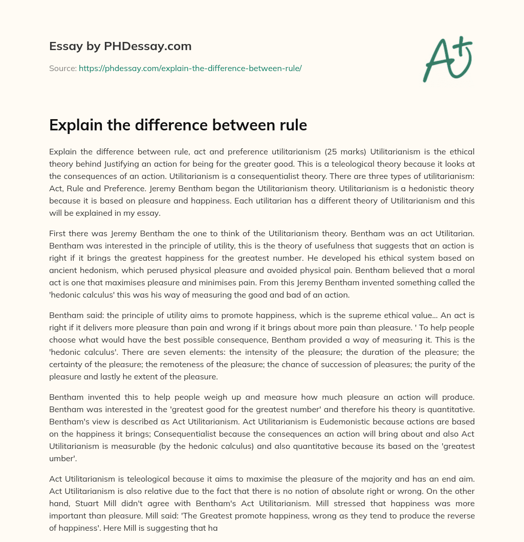 Explain the difference between rule - PHDessay.com