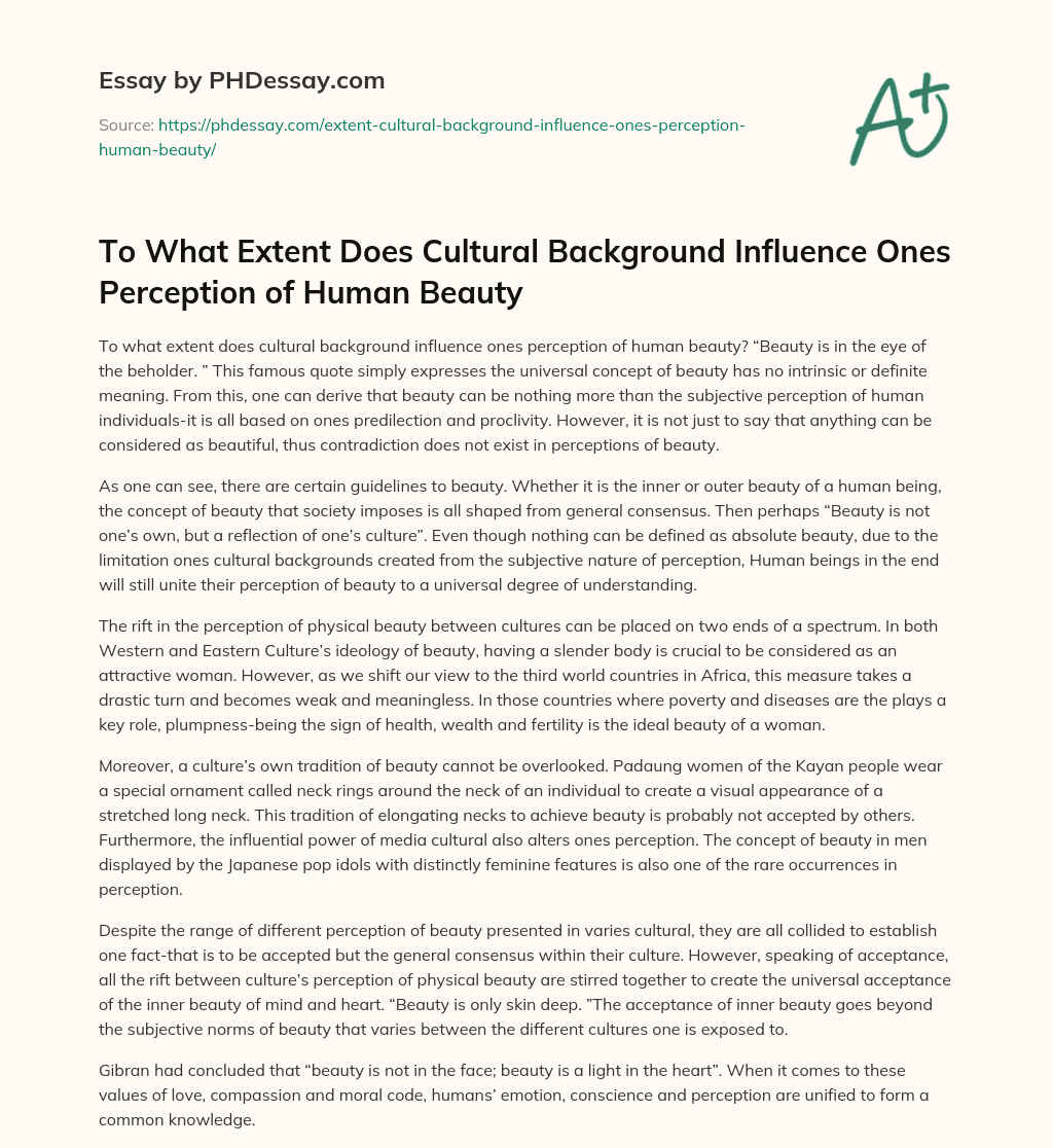 To What Extent Does Cultural Background Influence Ones Perception of ...