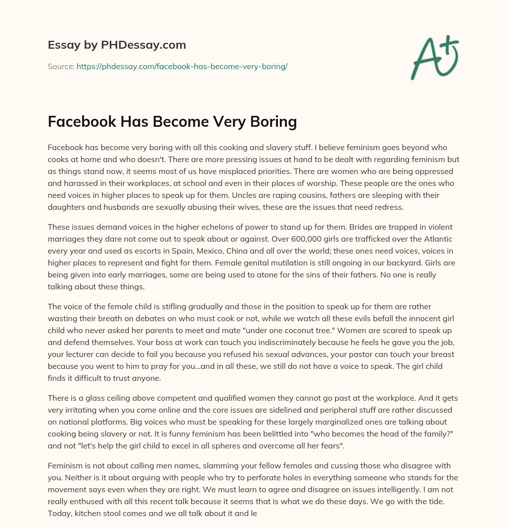 Facebook Has Become Very Boring - PHDessay.com