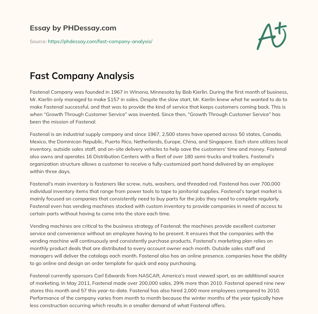 Fast Company Analysis - PHDessay.com