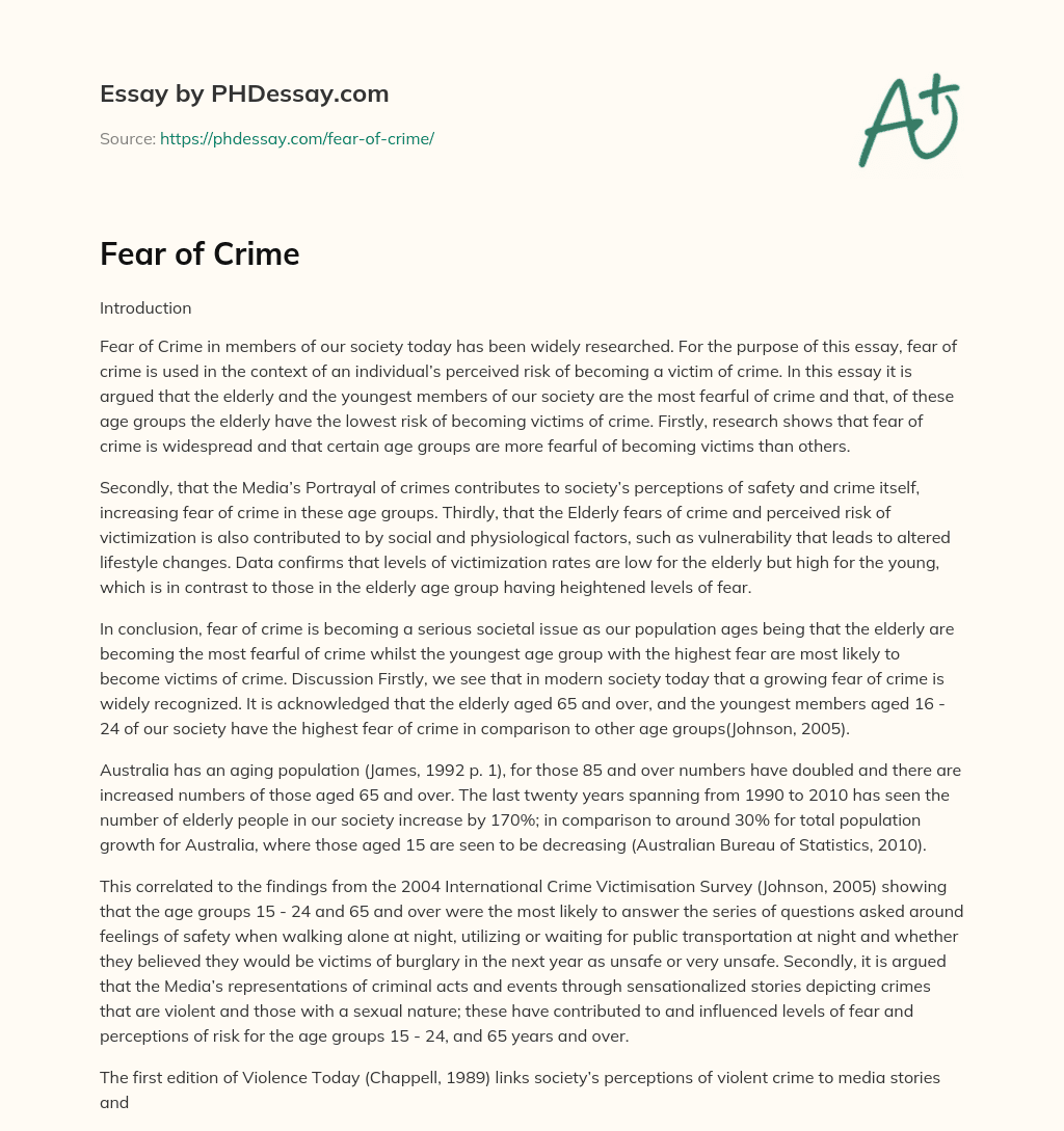 Fear of Crime - PHDessay.com