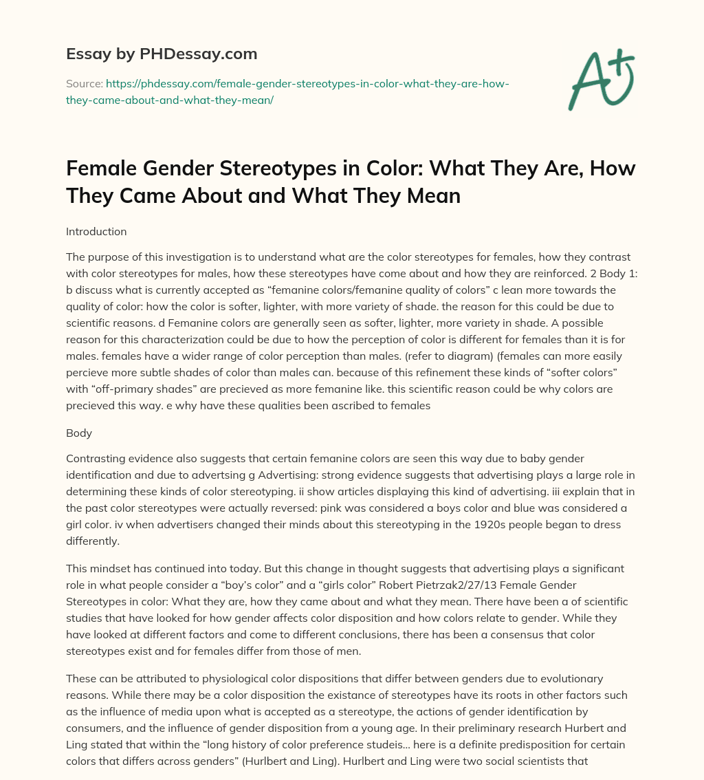 Female Gender Stereotypes in Color: What They Are, How They Came About ...