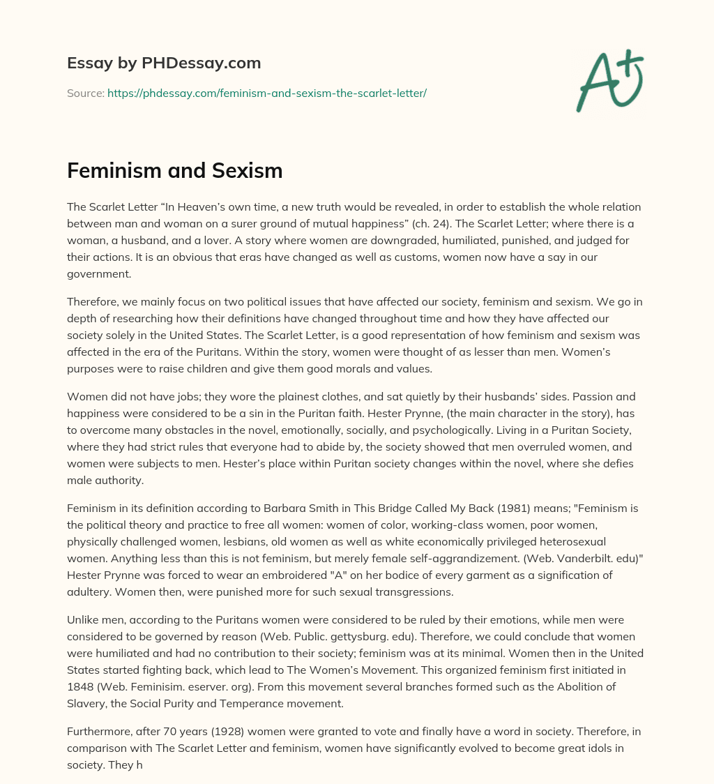 Feminism and Sexism - PHDessay.com