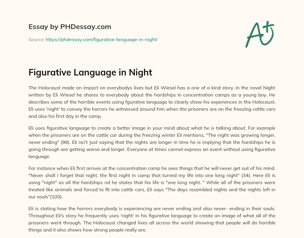 Figurative Language In Night 300 Words PHDessay Figurative Language In Night 300 Words PHDessay