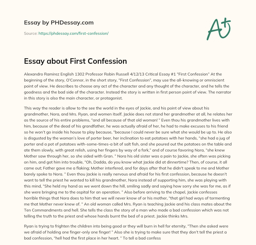 Essay About First Confession Example - PHDessay.com