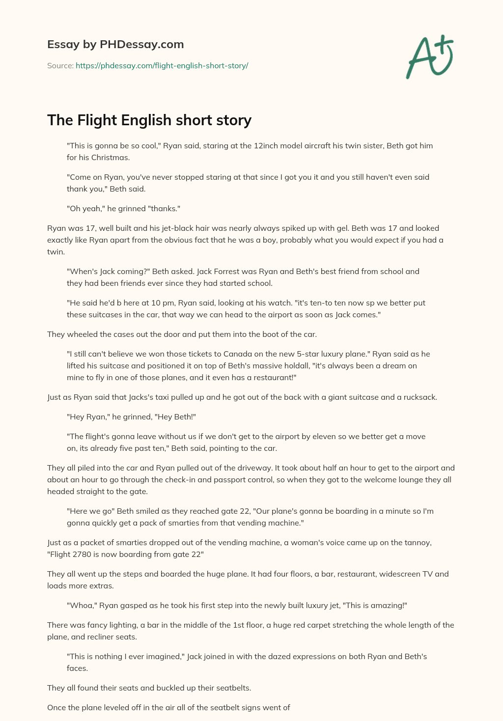 The Flight English short story - PHDessay.com