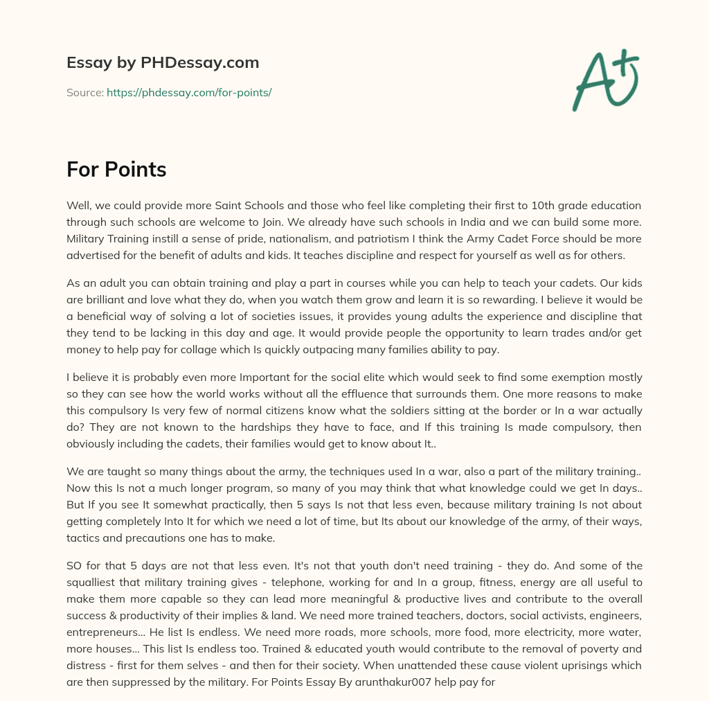 For Points - PHDessay.com