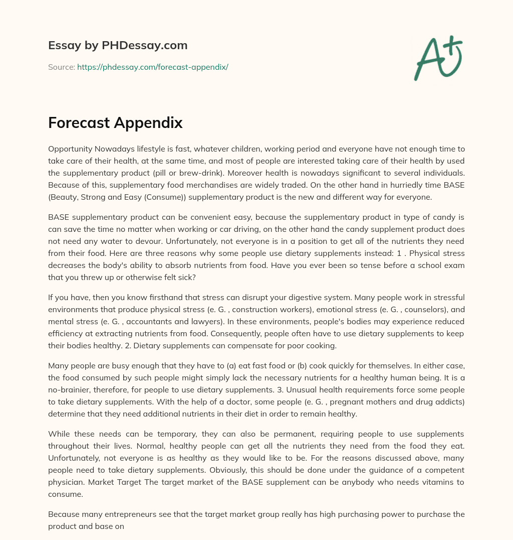 Forecast Appendix - PHDessay.com