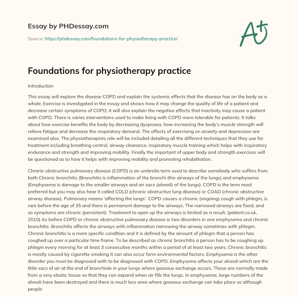 Foundations for physiotherapy practice - PHDessay.com