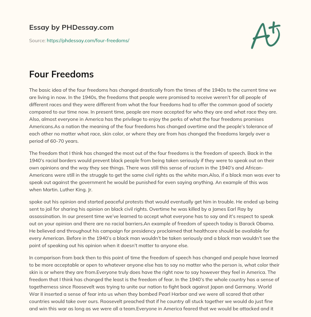Four Freedoms - PHDessay.com