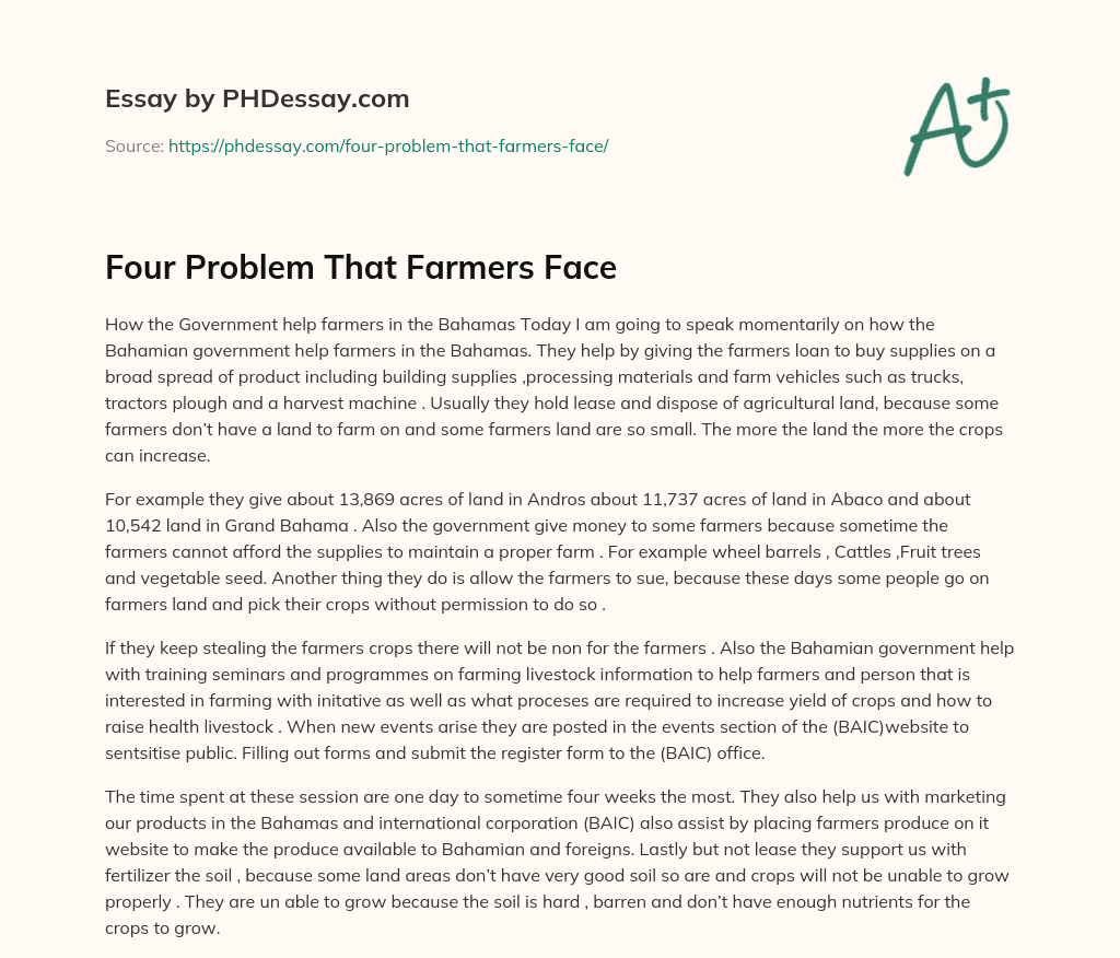 Four Problem That Farmers Face (400 Words) - PHDessay.com