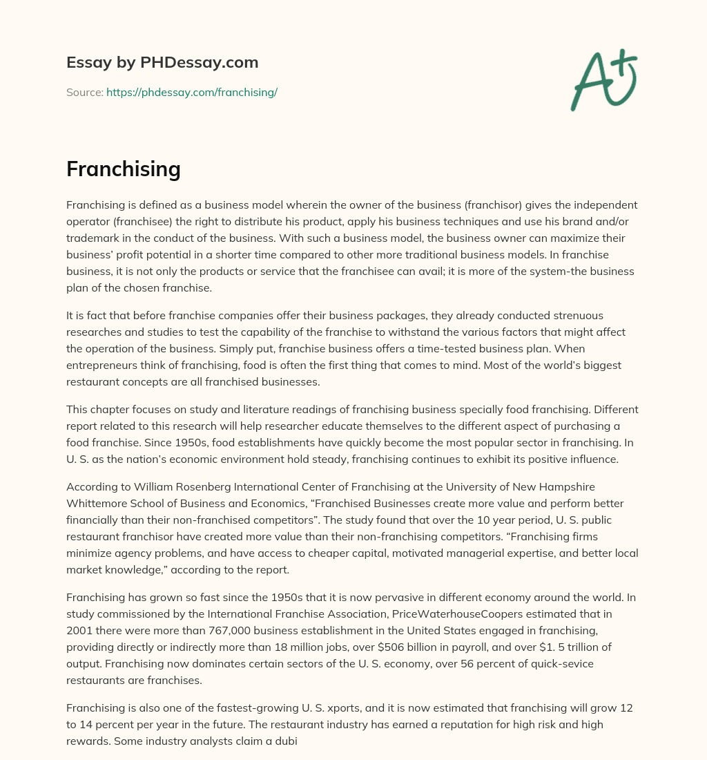 Franchising - PHDessay.com