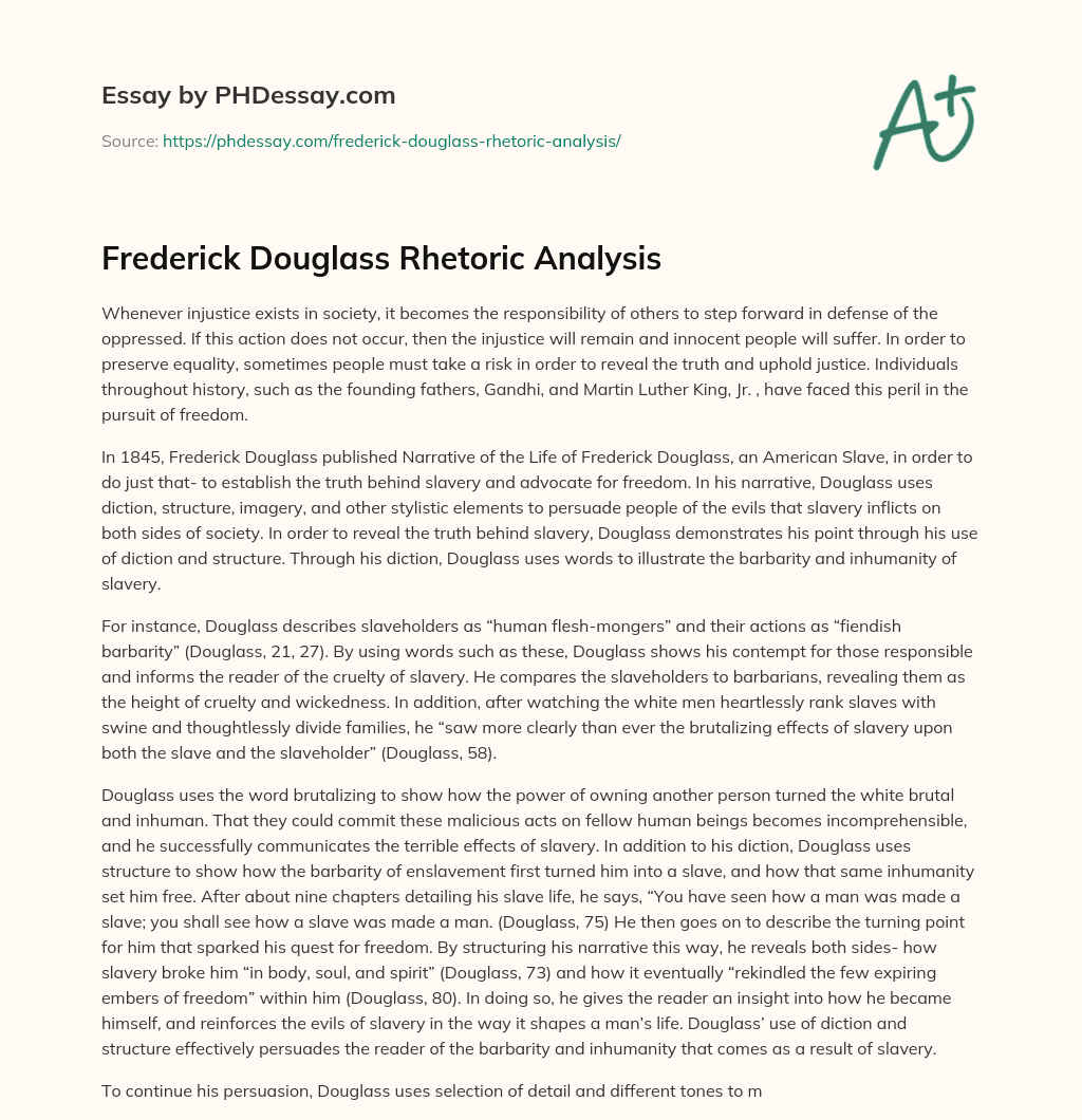 Frederick Douglass Rhetoric Analysis Narrative And Rhetorical Analysis Frederick Douglass Rhetoric Analysis Narrative And Rhetorical Analysis