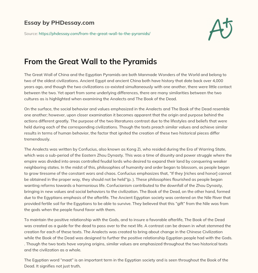 From the Great Wall to the Pyramids - PHDessay.com