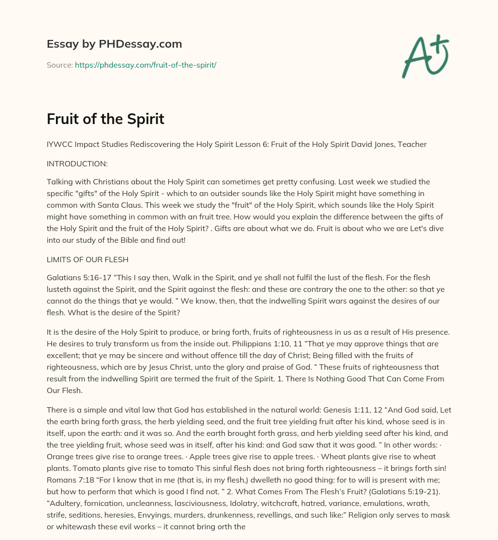 Fruit of the Spirit - PHDessay.com