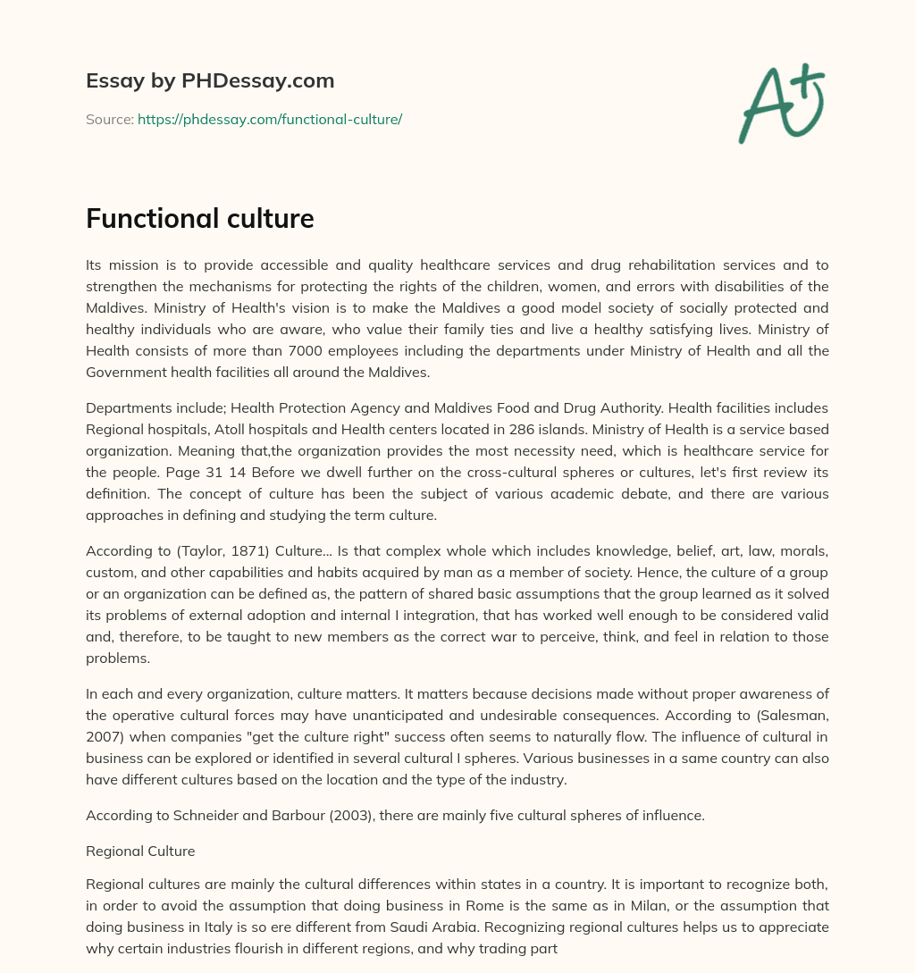 Functional culture - PHDessay.com