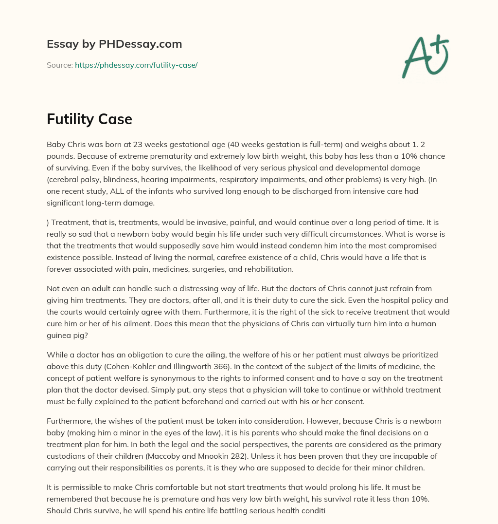 Futility Case - PHDessay.com