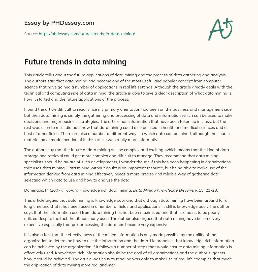 Future trends in data mining - PHDessay.com