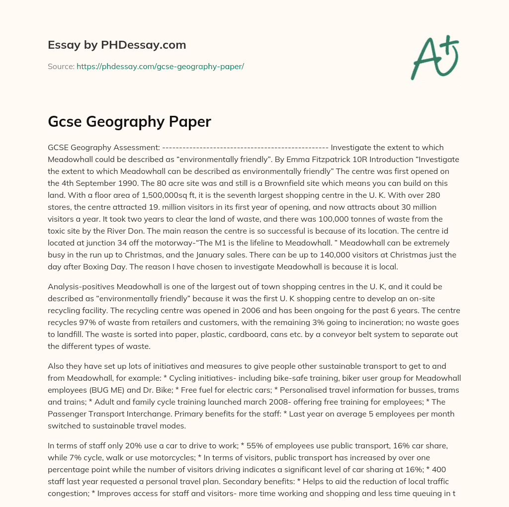 Gcse Geography Paper - PHDessay.com