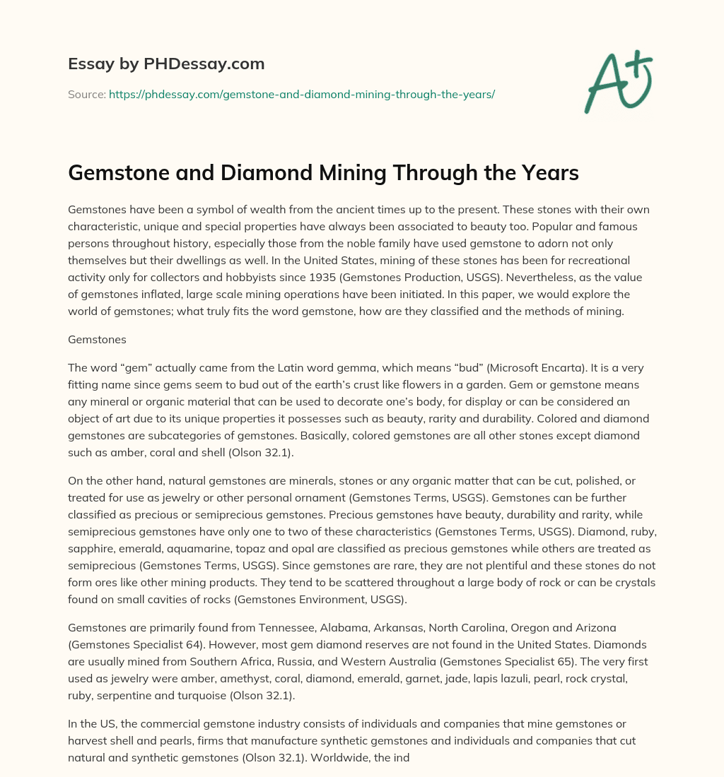 Gemstone and Diamond Mining Through the Years - PHDessay.com
