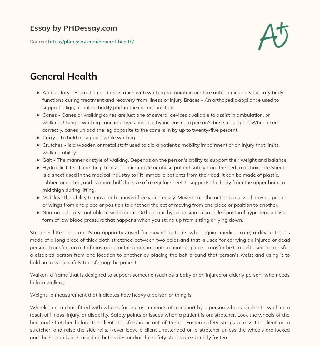 General Health - PHDessay.com