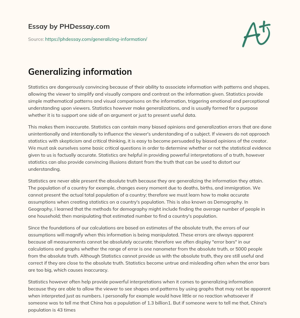 Generalizing information - PHDessay.com