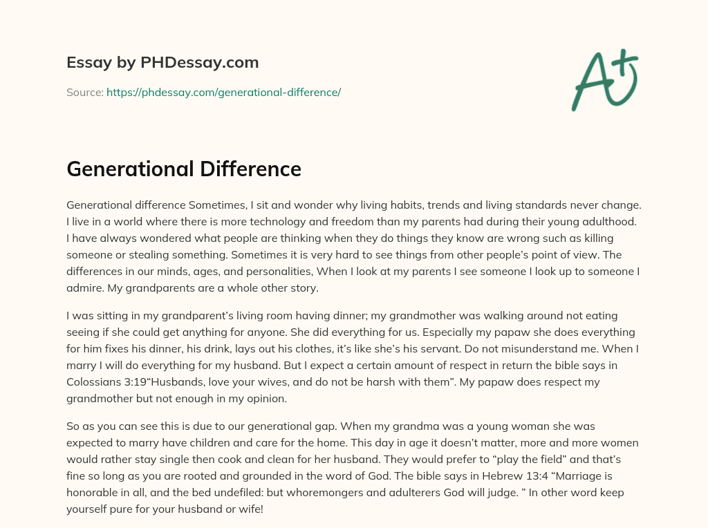 Generational Difference (300 Words) - PHDessay.com