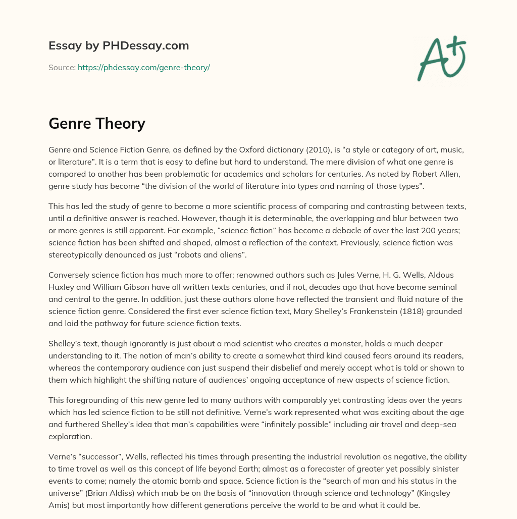 Genre Theory (500 Words) - PHDessay.com