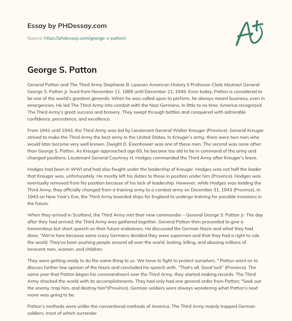 George S. Patton - PHDessay.com