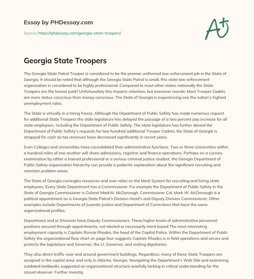 Georgia State Troopers - PHDessay.com