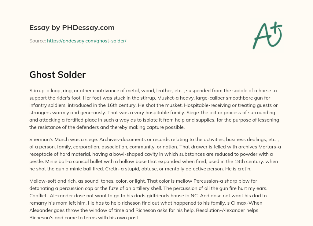 Ghost Solder (300 Words) - PHDessay.com