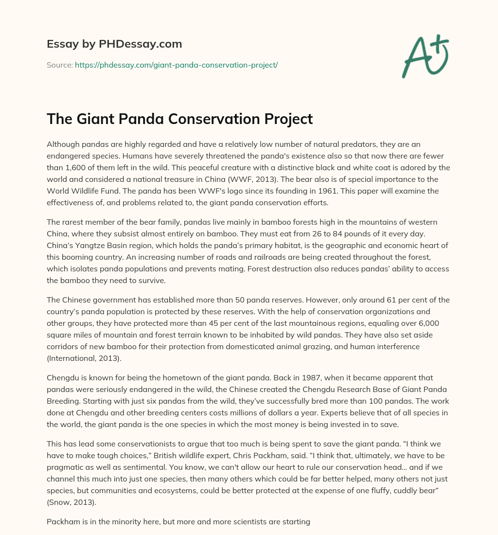 The Giant Panda Conservation Project - PHDessay.com