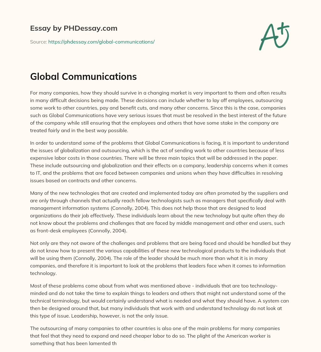 Global Communications - PHDessay.com