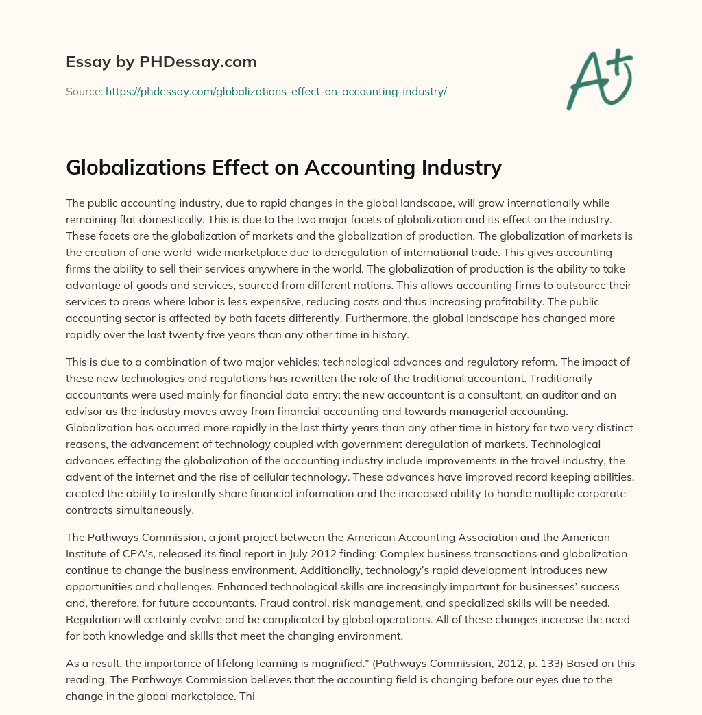 Globalizations Effect on Accounting Industry - PHDessay.com