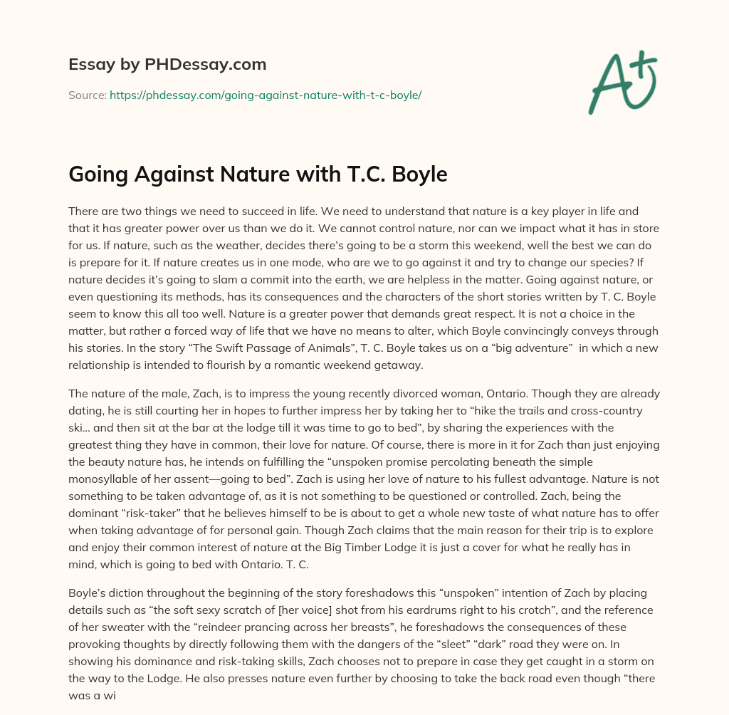 Going Against Nature with T.C. Boyle - PHDessay.com