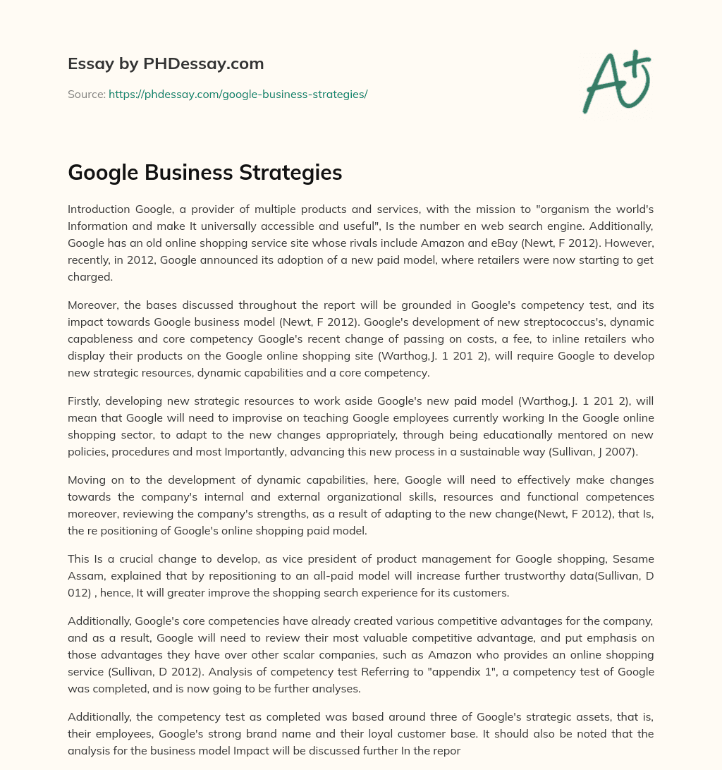 Google Business Strategies - PHDessay.com