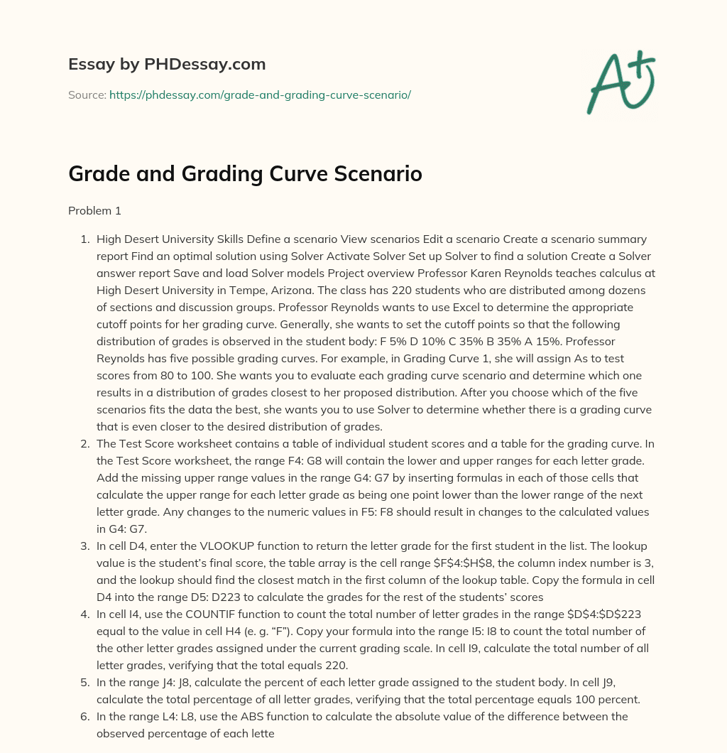 Grade and Grading Curve Scenario - PHDessay.com