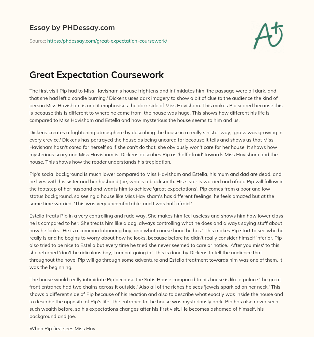 Great Expectation Coursework - PHDessay.com