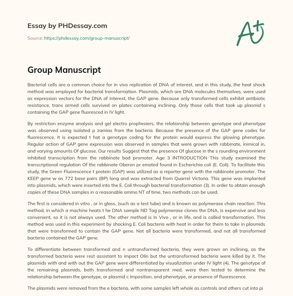 Group Manuscript - PHDessay.com