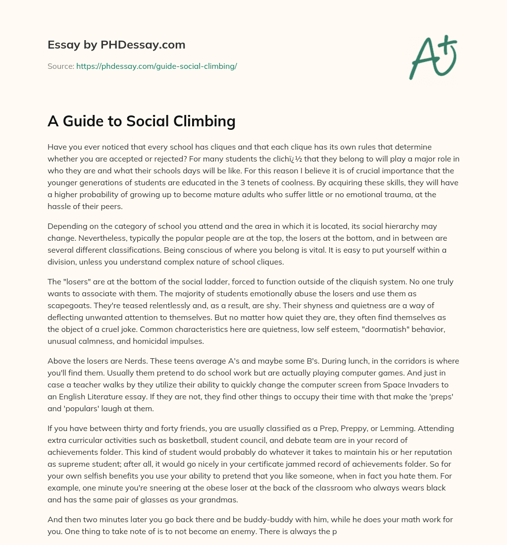 A Guide to Social Climbing - PHDessay.com
