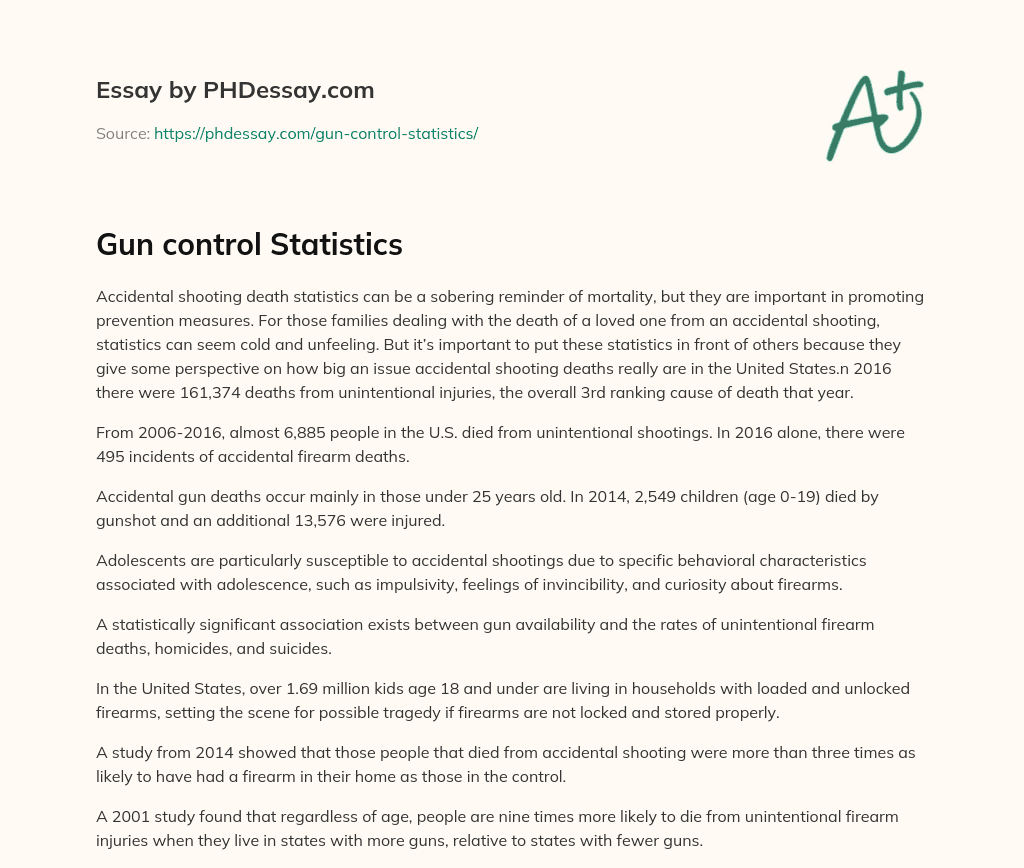 Gun control Statistics (300 Words) - PHDessay.com