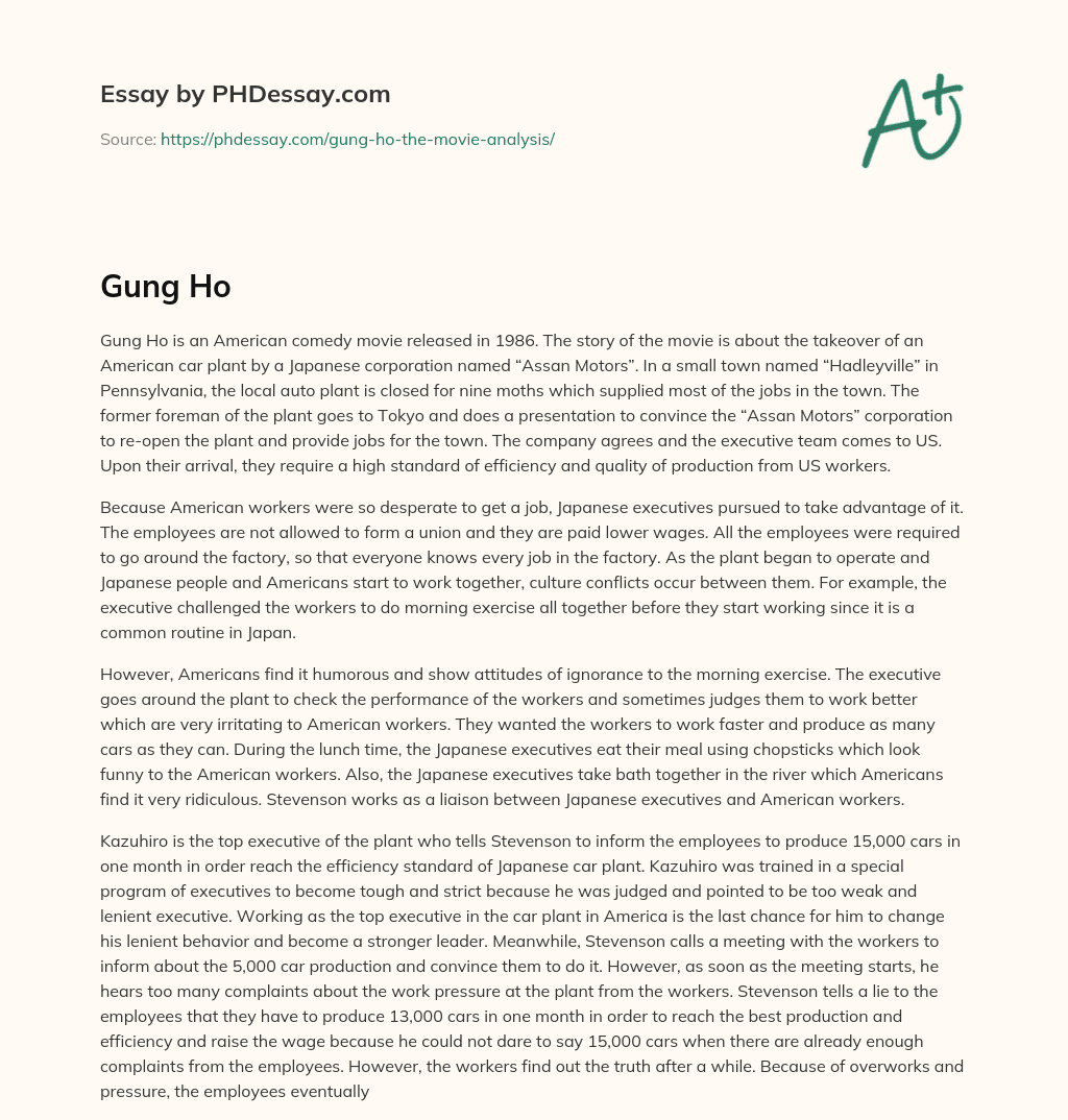 Gung Ho - PHDessay.com