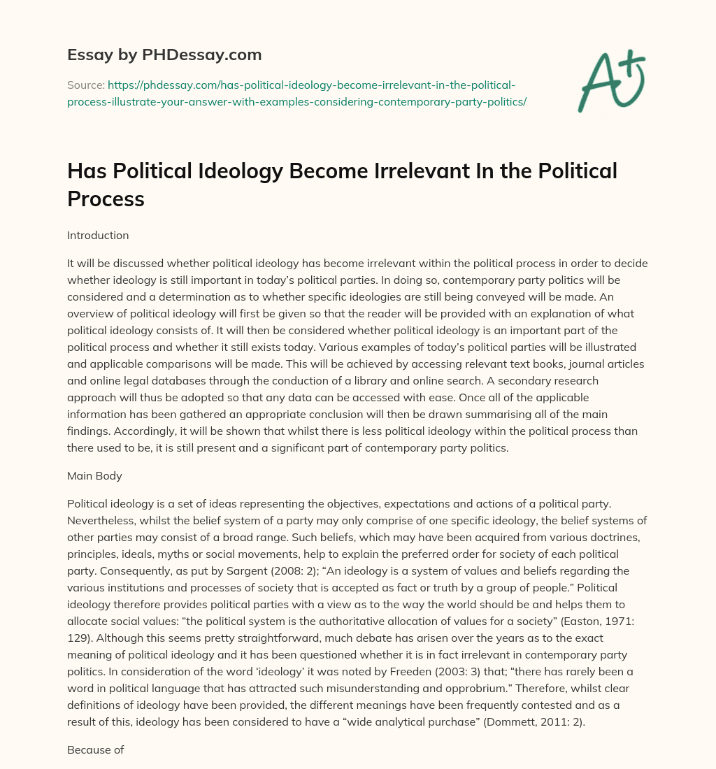 Has Political Ideology Become Irrelevant In the Political Process ...