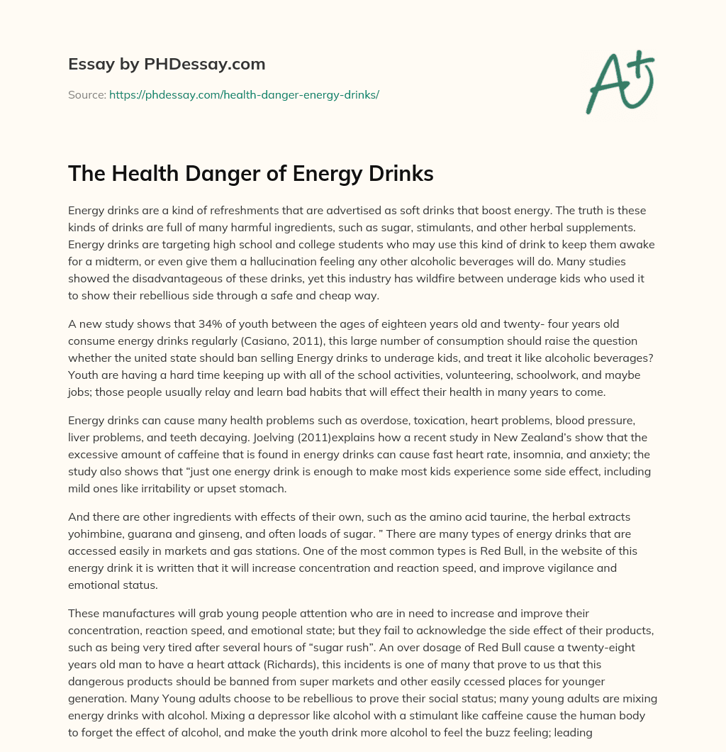The Health Danger of Energy Drinks - PHDessay.com